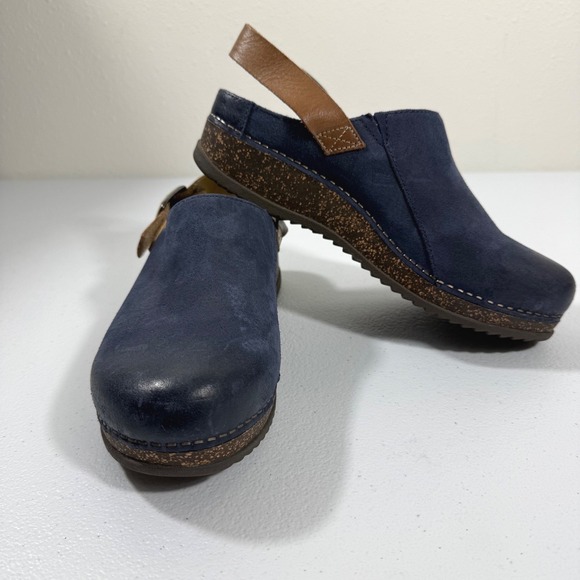 Dansko | Shoes | Dansko Women Size 39 Navy Blue Suede Slingback Clogs ...